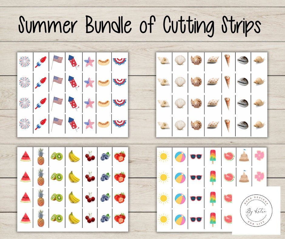 Summer Cutting Strips Bundle, Montessori and Preschool Scissor Skills ...