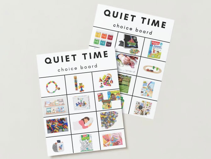 Quiet Time Visual Choice Board - Etsy