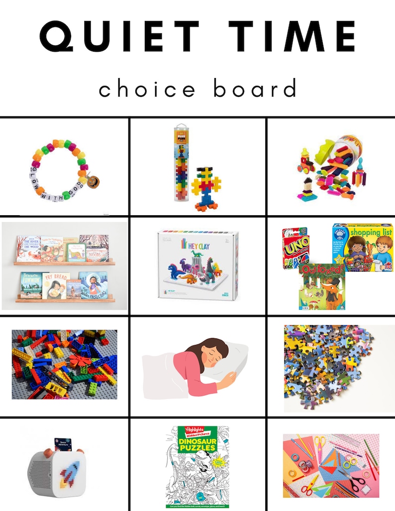 Quiet Time Visual Choice Board - Etsy