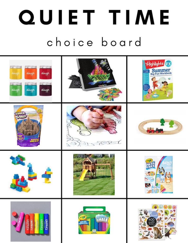 Quiet Time Visual Choice Board - Etsy