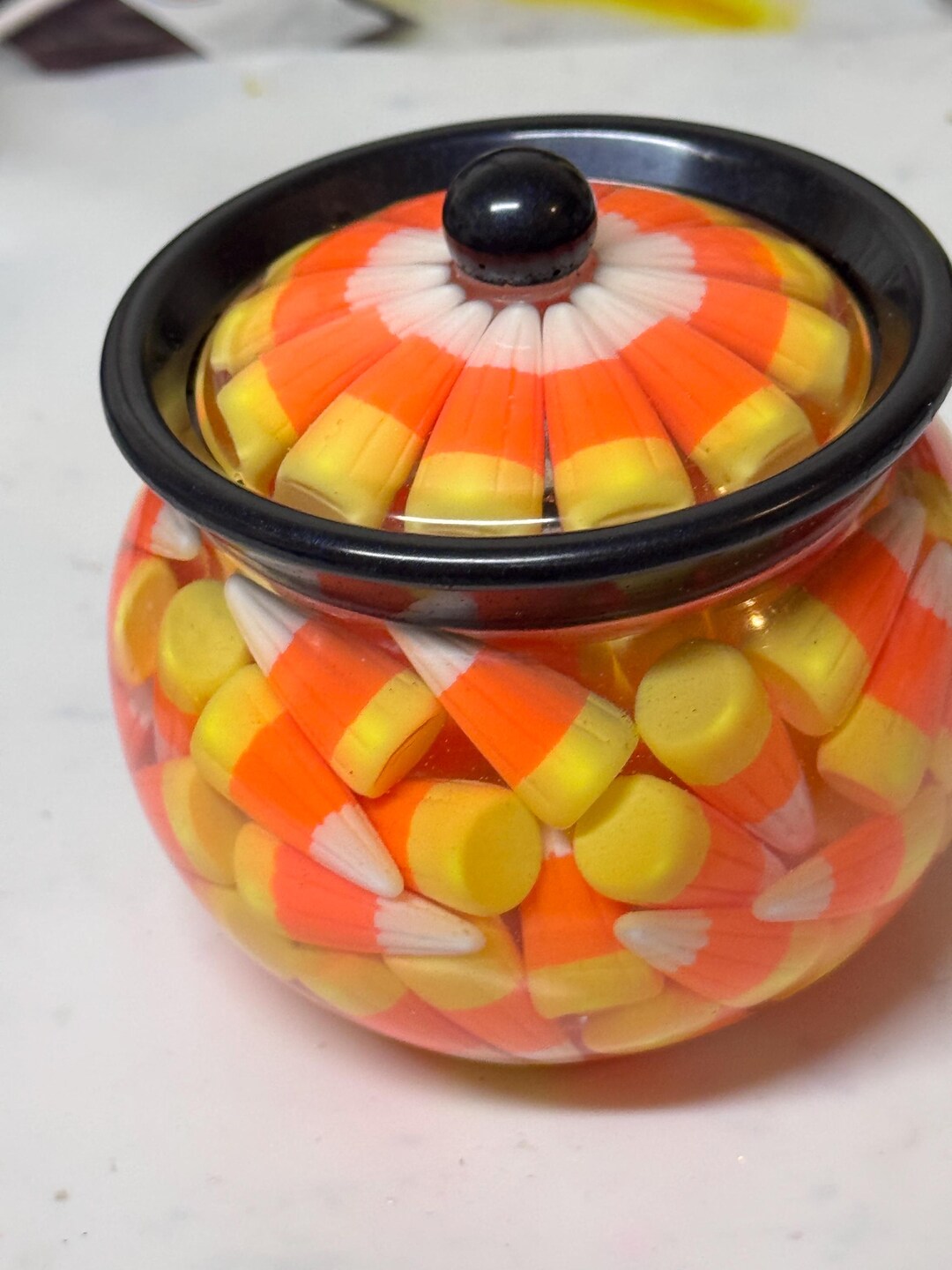 Handmade Resin Candy Corn Jar, Halloween Jar, Halloween Decor, Candy ...