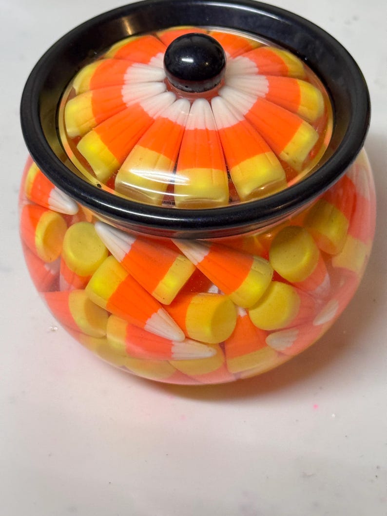 Handmade Resin Candy Corn Jar, Halloween Jar, Halloween Decor, Candy ...