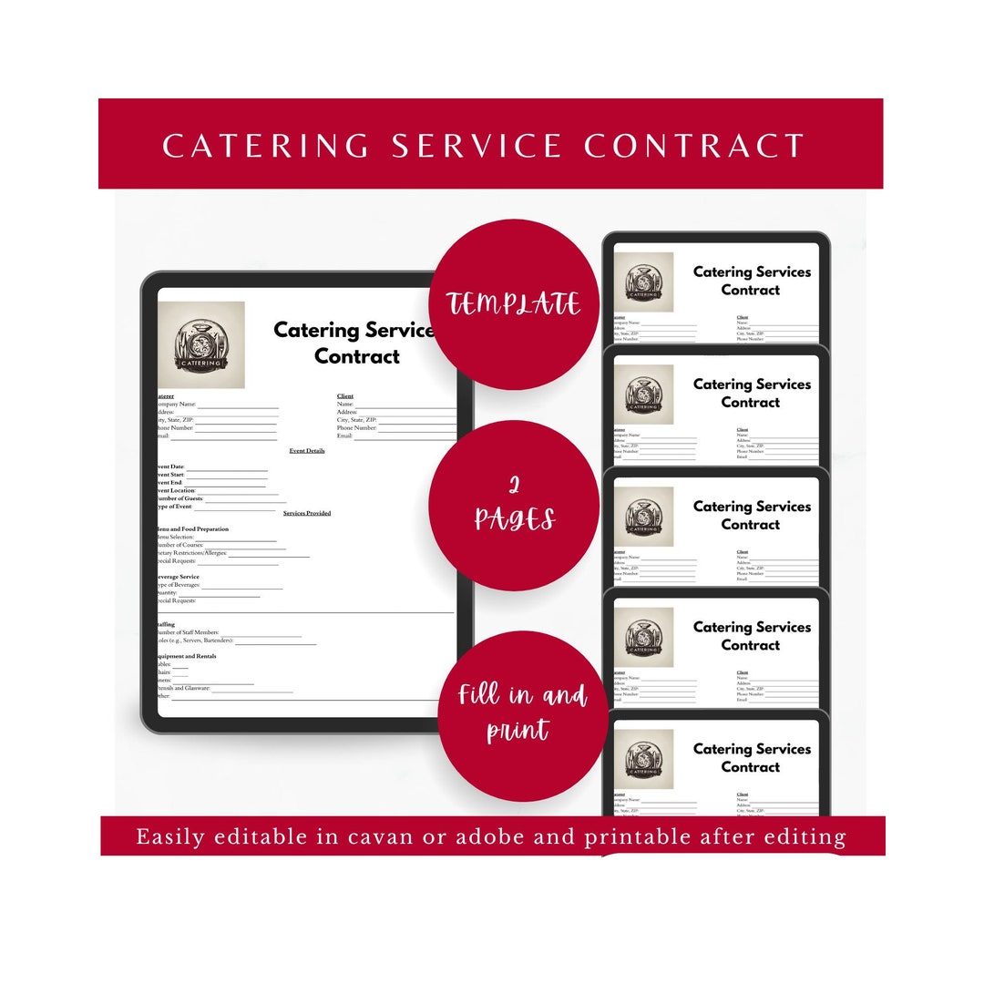 Catering Contract Template. Printable Catering Service Contract ...