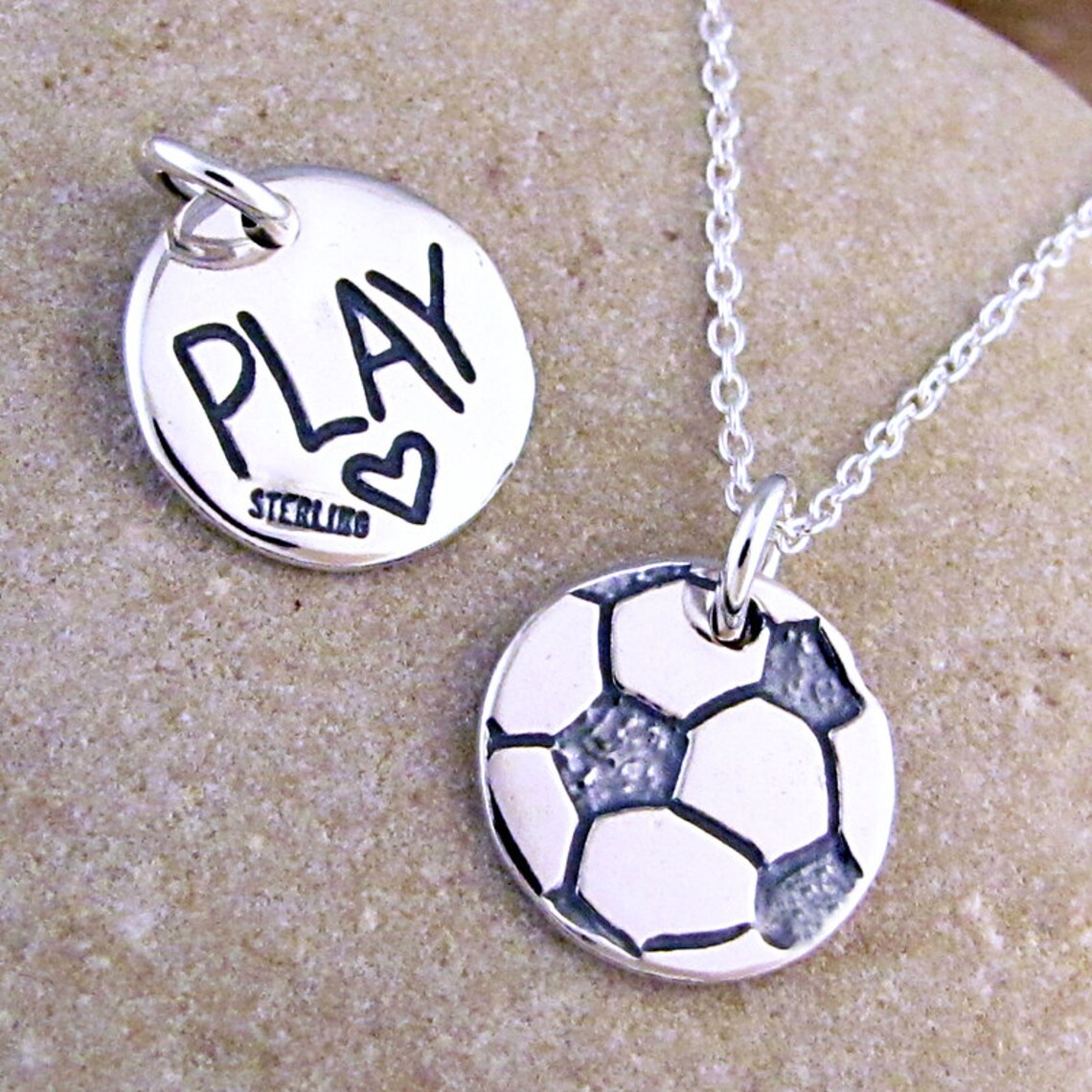 Soccer Charm Silver Soccer Ball Necklace Gift for Soccer - Etsy