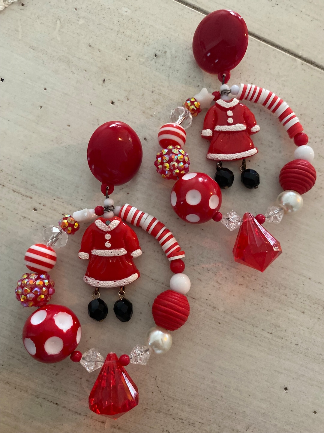 Santa Claus Mr & Mrs Tree Hoop Loop House Star Dangle Flying Holiday ...