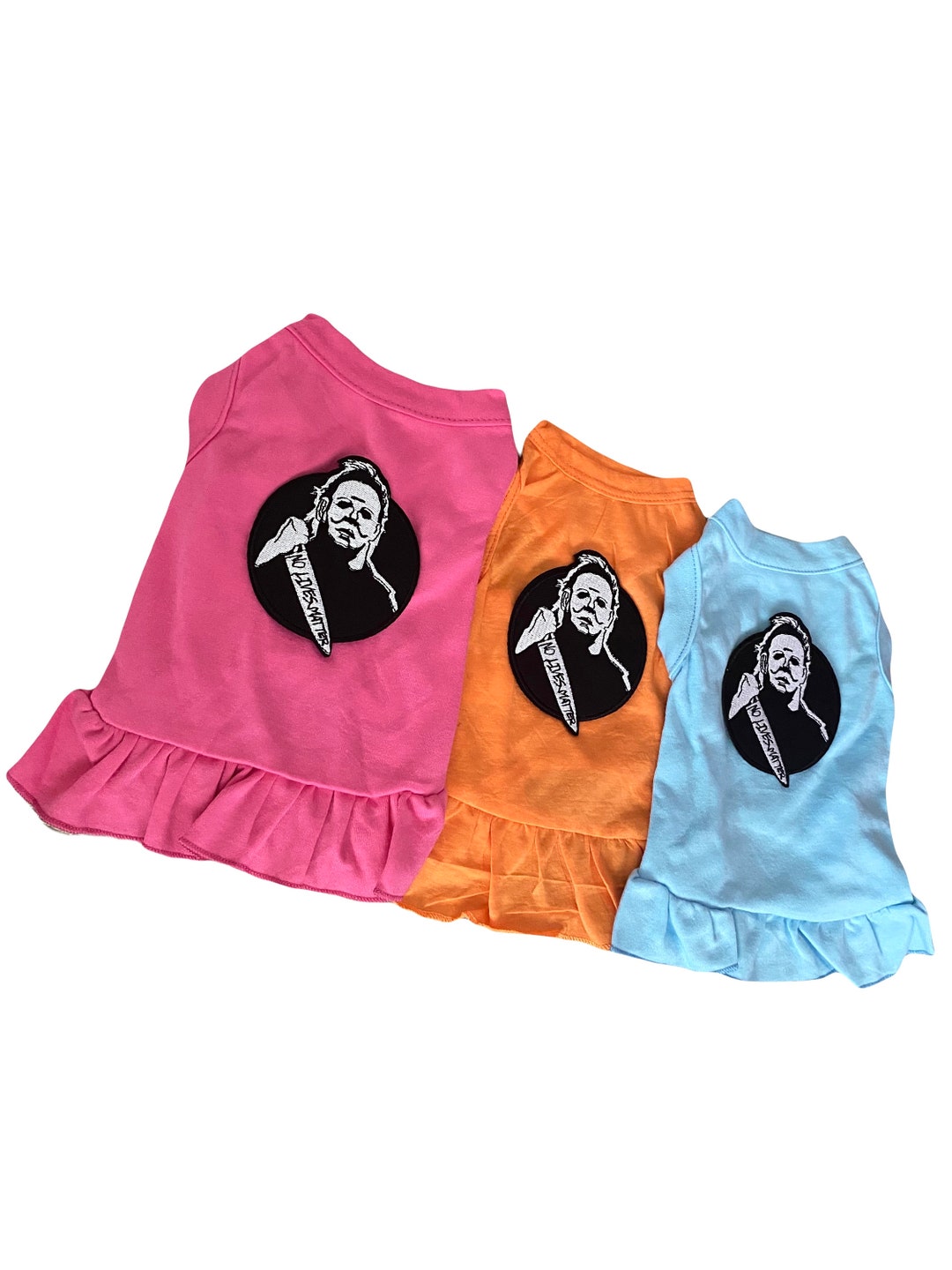 Horror Movies Love Small Breed Dog Tshirt Knit Dress Slasher Patch Dog ...