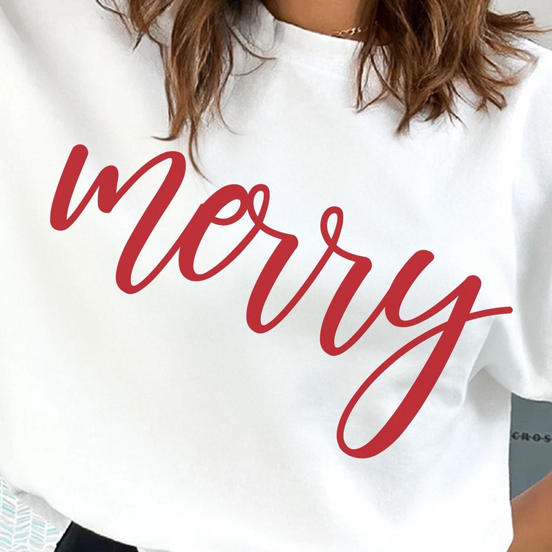 Cursive Merry and Bow - Etsy
