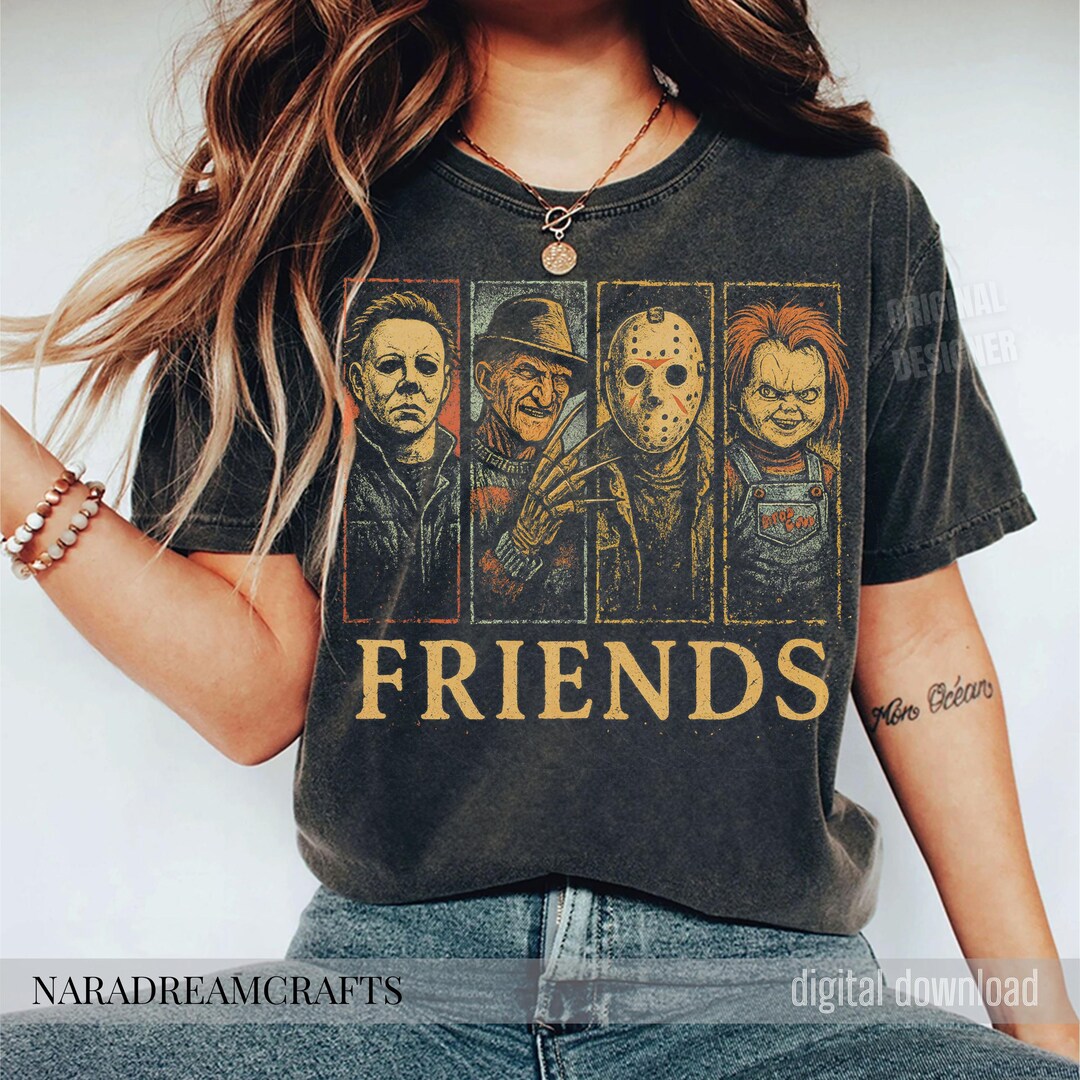 Friends Horror Characters PNG, Vintage Halloween Killer Squad ...