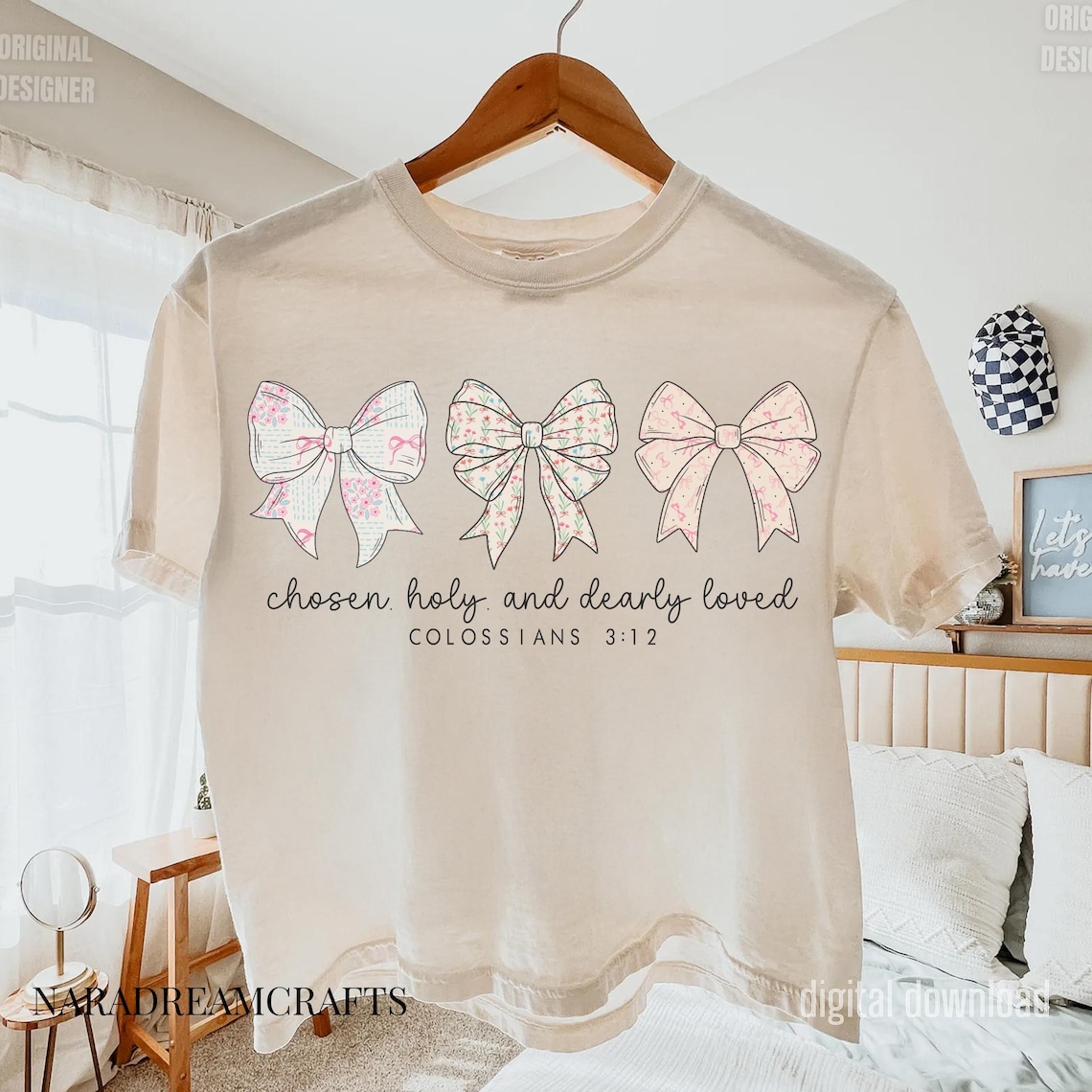 Christian Bow Png, Chosen Holy Loved Shirt Design, Floral Faith Bow ...