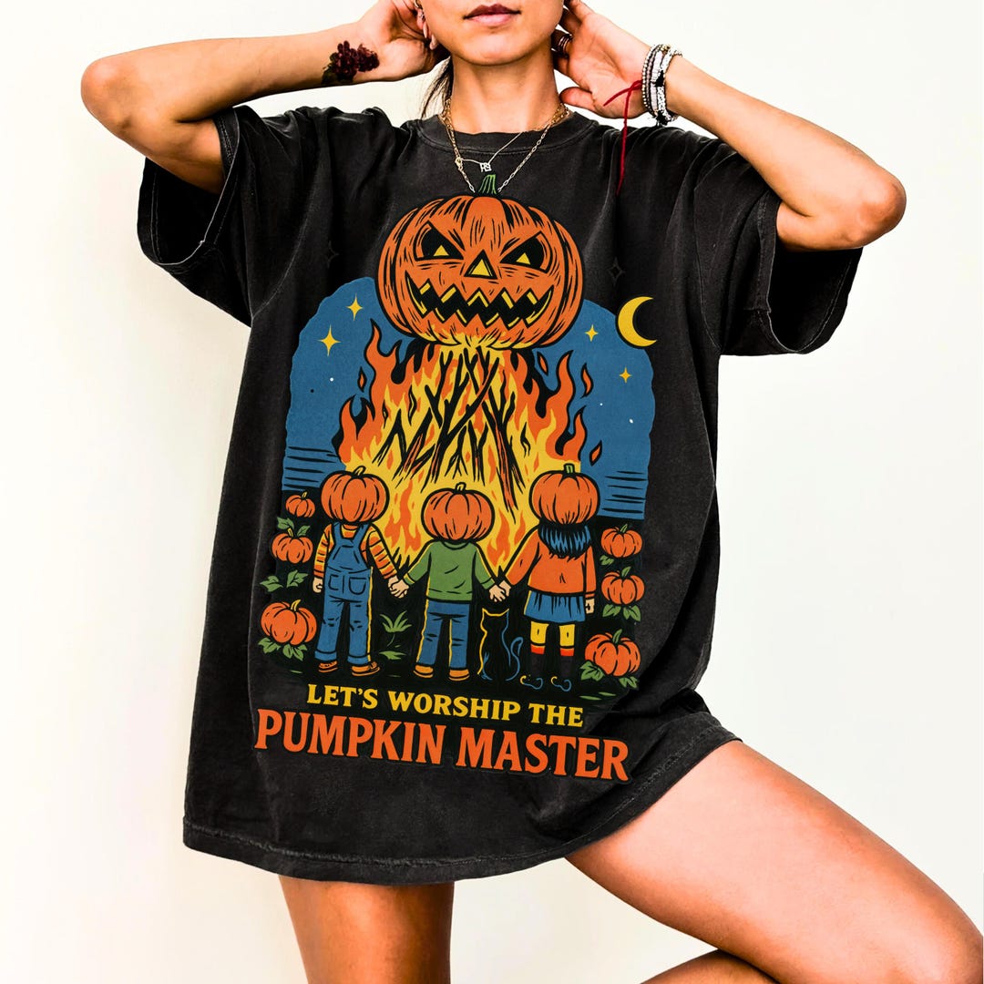 Pumpkin Cult Halloween PNG | Retro Bonfire Pumpkin Head Design | Creepy ...