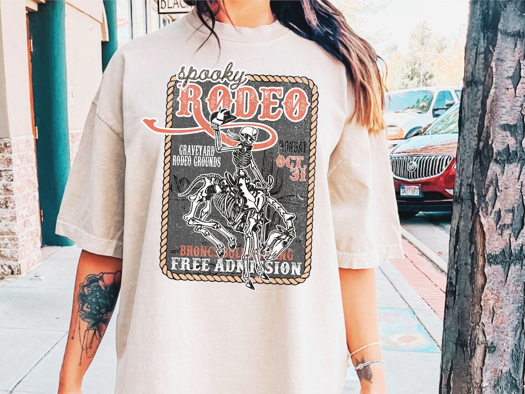 Vintage Halloween Rodeo Poster, Western Halloween Spooky Skeleton ...