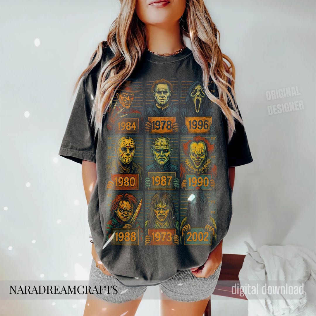 Horror Mugshot PNG, Halloween Killer Lineup Sublimation Design, Vintage ...