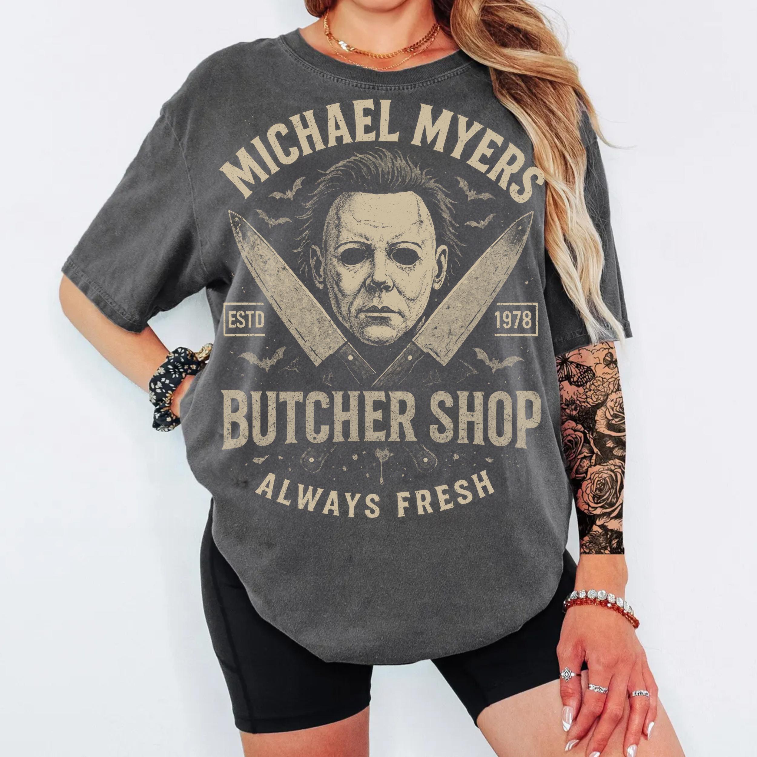 Butcher Shop Horror PNG, Michael Myers Vintage Halloween Shirt PNG ...