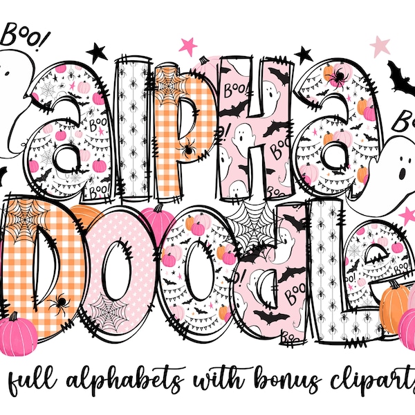 Halloween Doodle Alphabet - Etsy