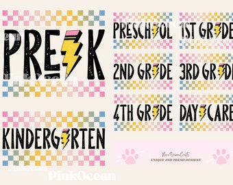 Retro Back to School Png Bundle, Kindergarten, First Day of School ...