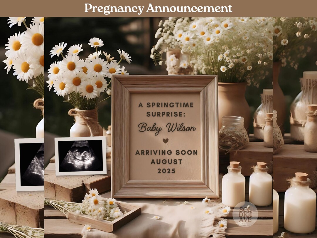 Spring Pregnancy Announcement Digital Springtime Baby Announcement ...