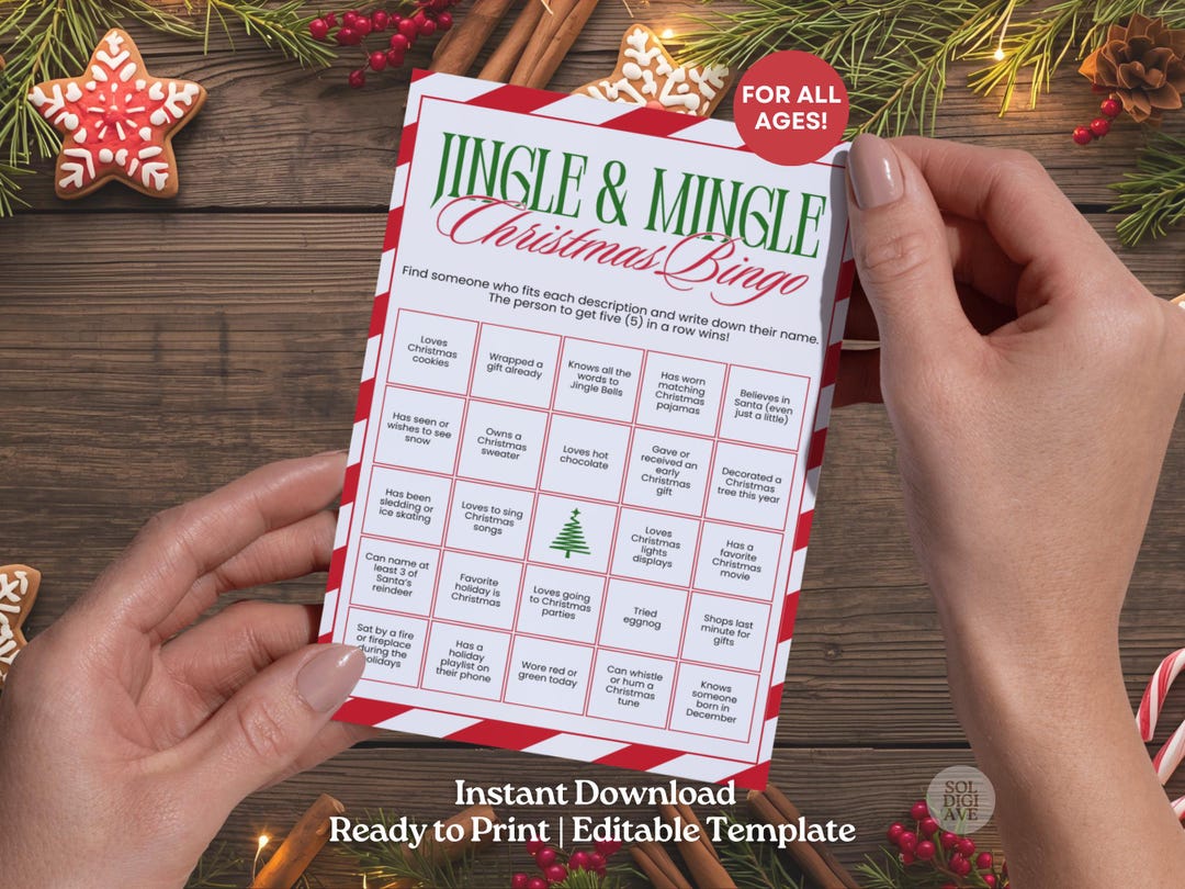 Christmas Bingo Printable Christmas Game Holiday Bingo Card Christmas ...