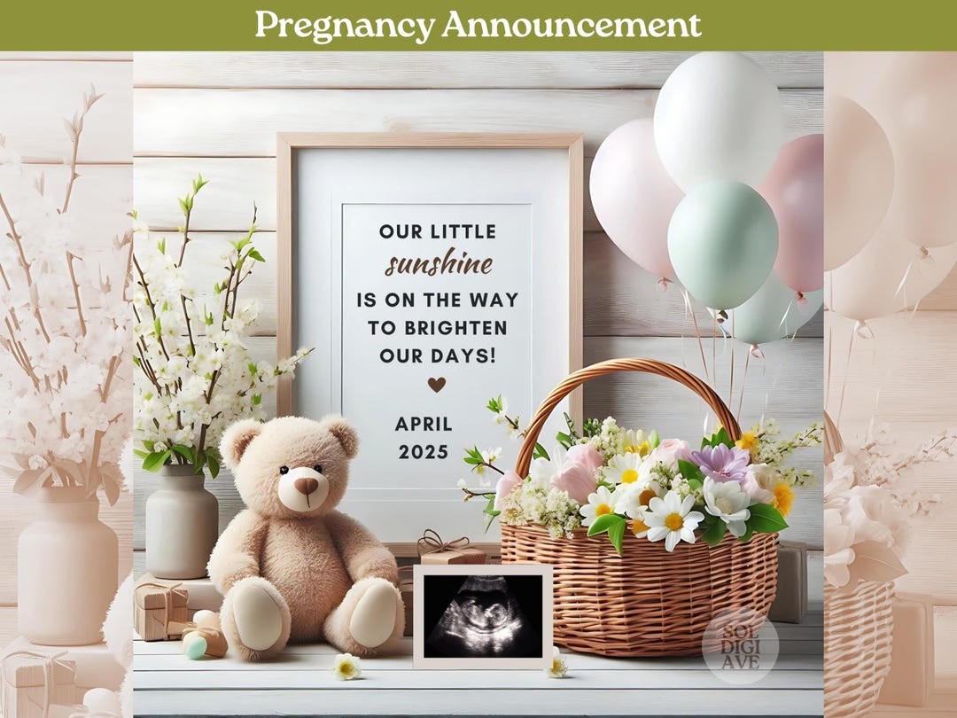 Spring Pregnancy Announcement Digital Spring Baby Announcement Digital ...