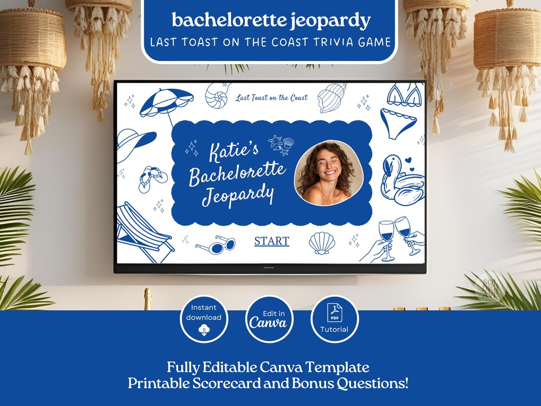 Last Toast on the Coast Bachelorette Jeopardy Game Template Coastal ...
