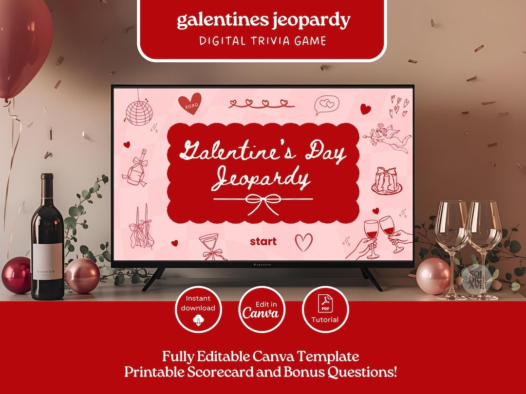 Galentines Day Jeopardy Game Valentines Day Jeopardy Party Trivia Game ...