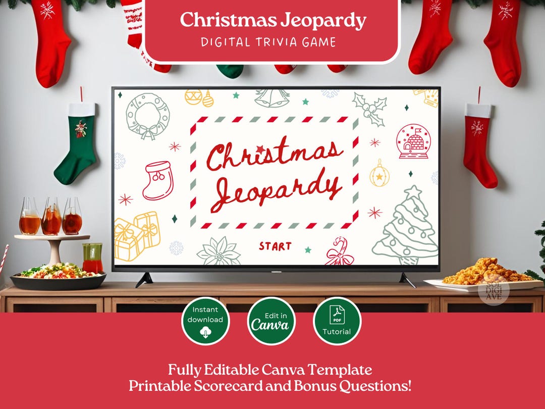 Editable Christmas Jeopardy Powerpoint Game Template Holiday Fun Trivia ...