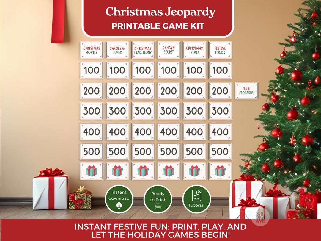 Christmas Jeopardy Printable Game Christmas Party Games for Adults ...