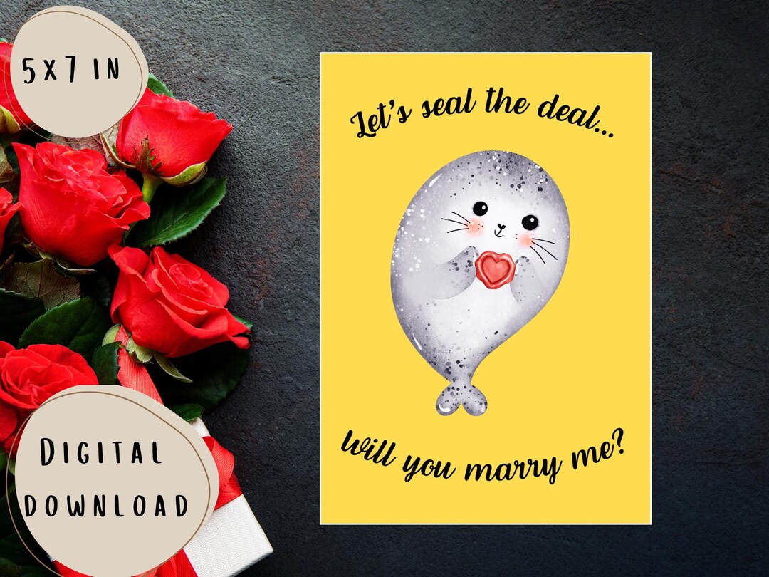 Printable Seal Will You Marry Me Card, Cute Printable Instant Download ...