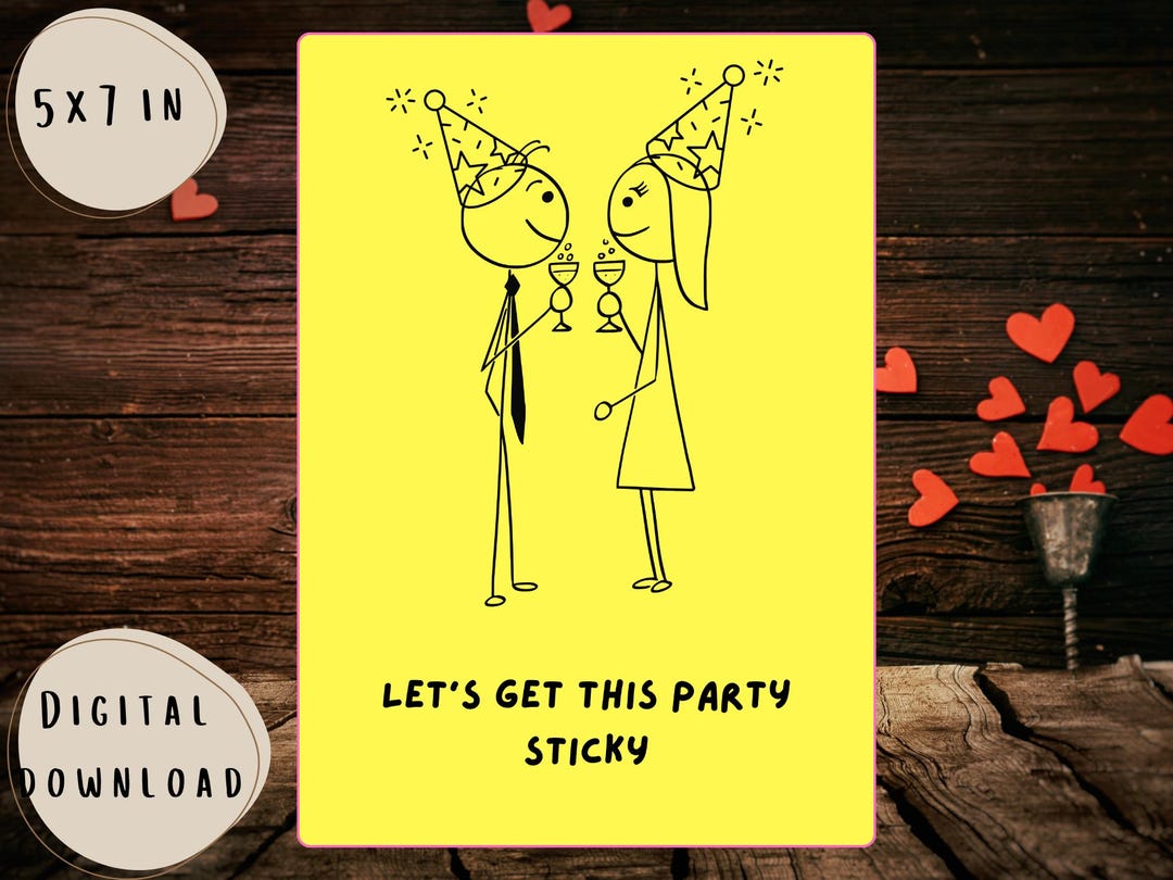 Let's Get This Party Stickman Figure Valentine's Day Card Gift 2025 ...