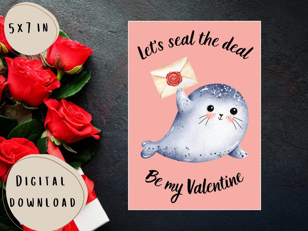 Let's Seal the Deal Cute Printable Valentine's Card Gift, Instant ...