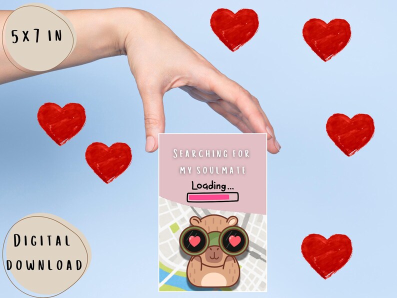 Printable Cute Capybara Valentine's Day Card Gift, Funny Capybara ...