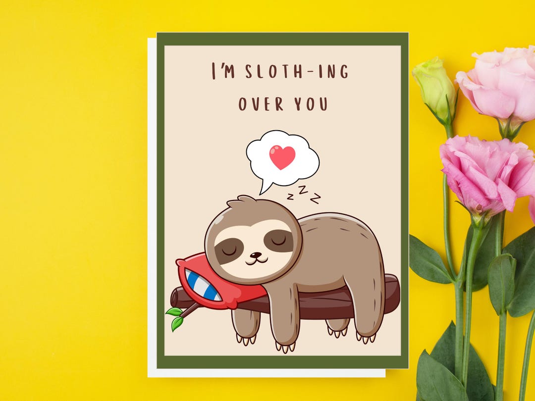 Printable Sentimental Sloth on a Tree Anniversary Love Card, 5x7 ...