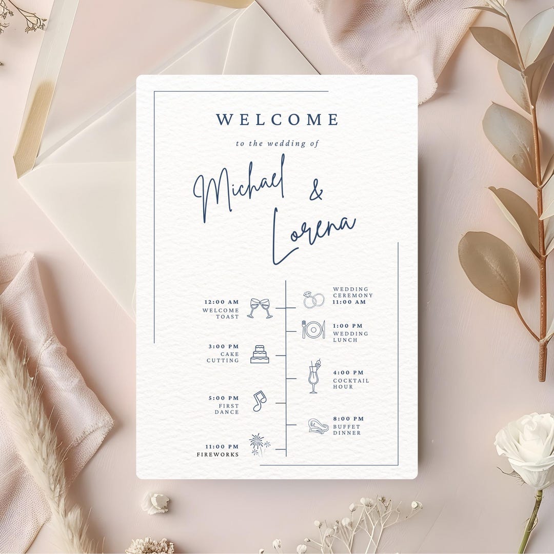 Instant Wedding Timeline Template, Wedding Timeline Card, Wedding ...
