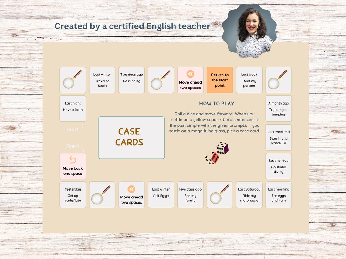 Past Tense English Board Game: Printable Teacher Resource (PDF) - Etsy