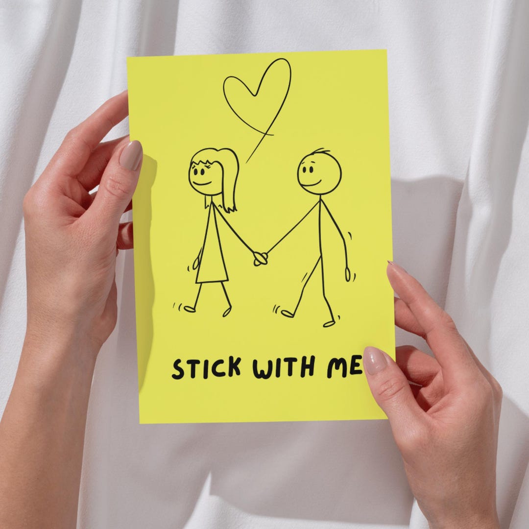 Stick With Me Stickman Couple Figure Anniversary Card, Funny Stickman ...