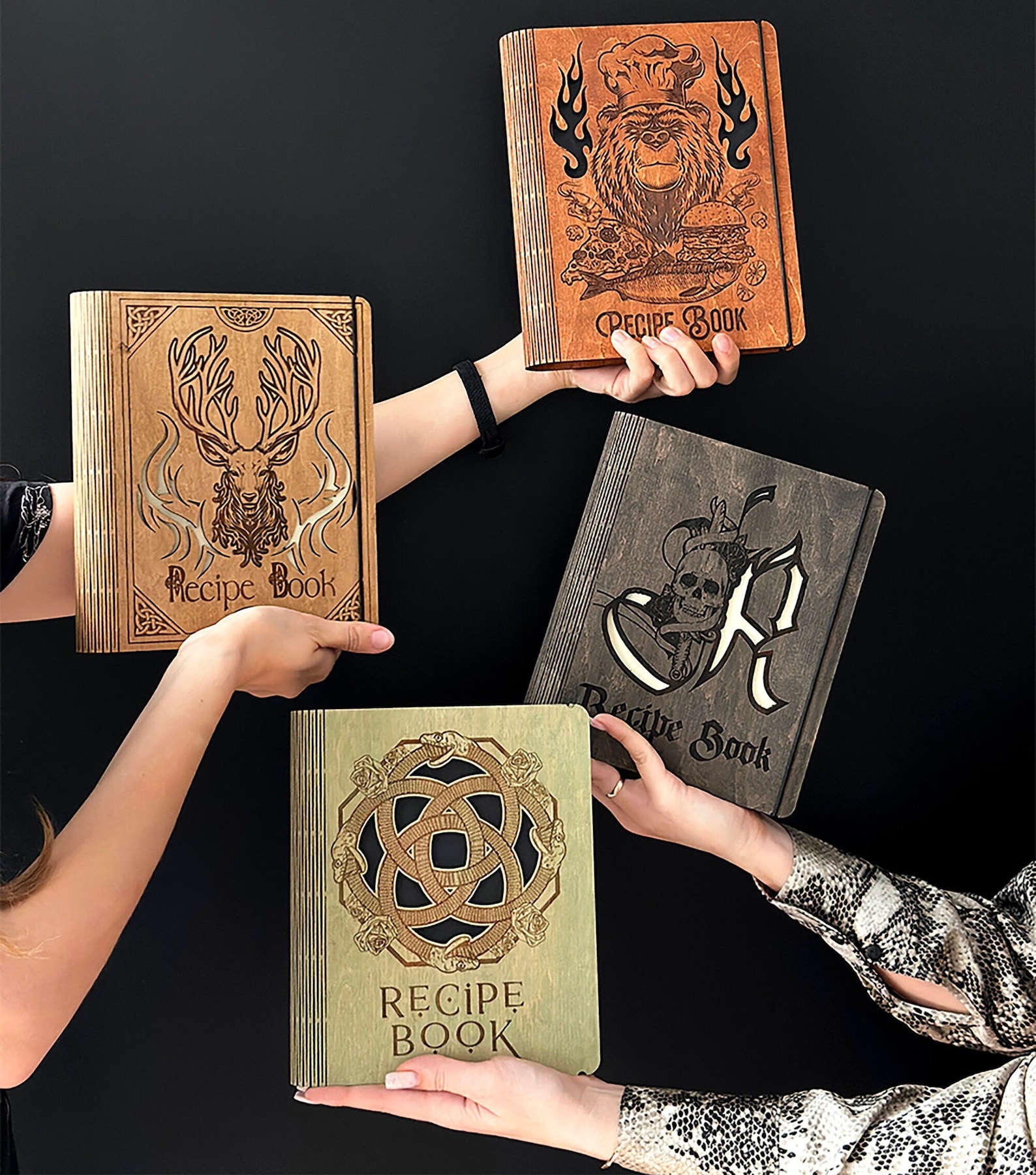 Handwritten Recipe Cookbook, Personalized Wooden Recipe Book, Binder ...