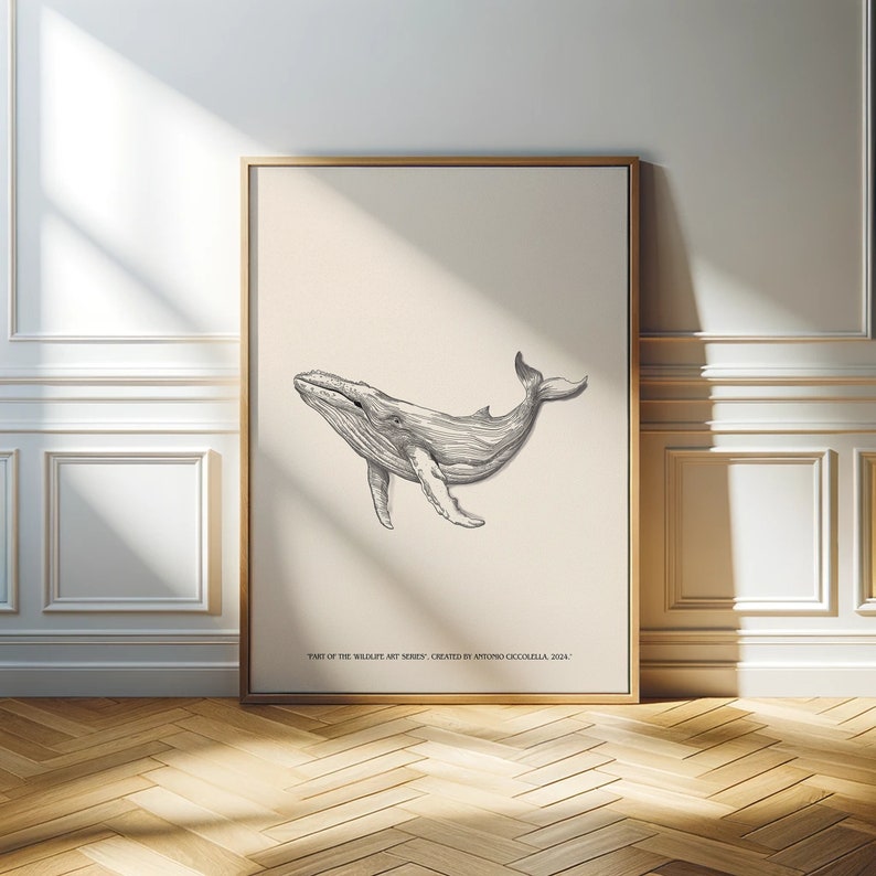 Hand Drawn Whale Digital Art Downloadable and Printable Marine Life ...