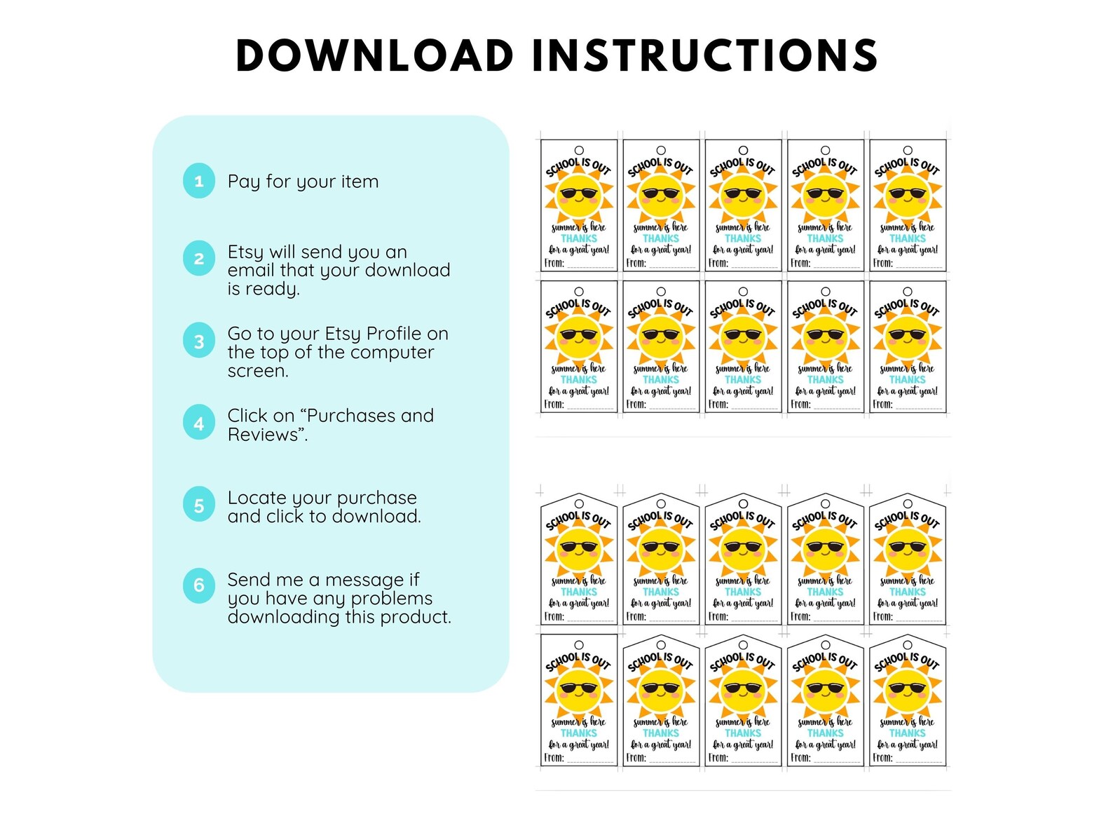 Printable Teacher Gift Tag, End of the School Year Tag, Thank You ...