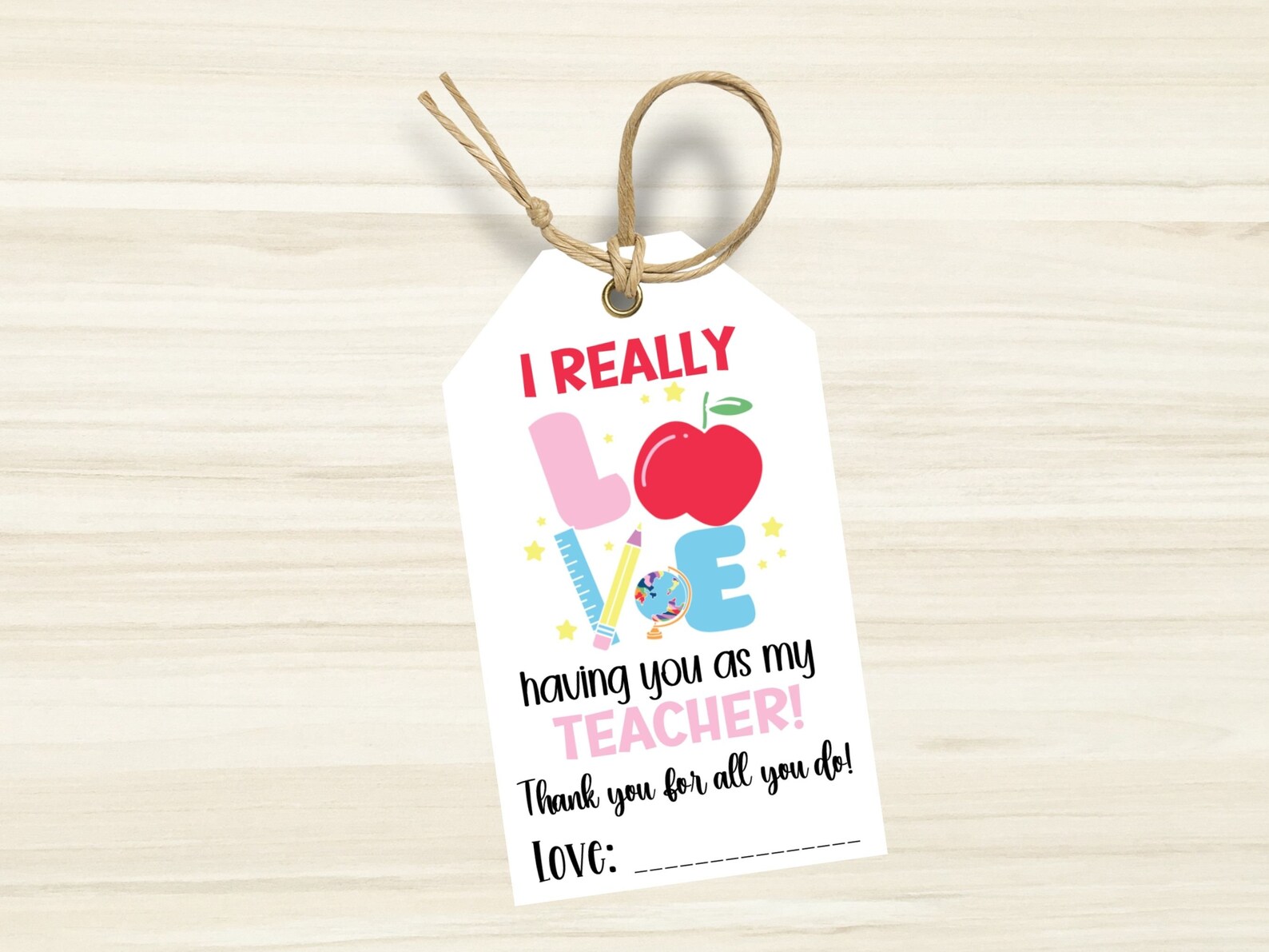 Printable Teacher Appreciation Day Gift Tag, Thank You Gift Tag ...