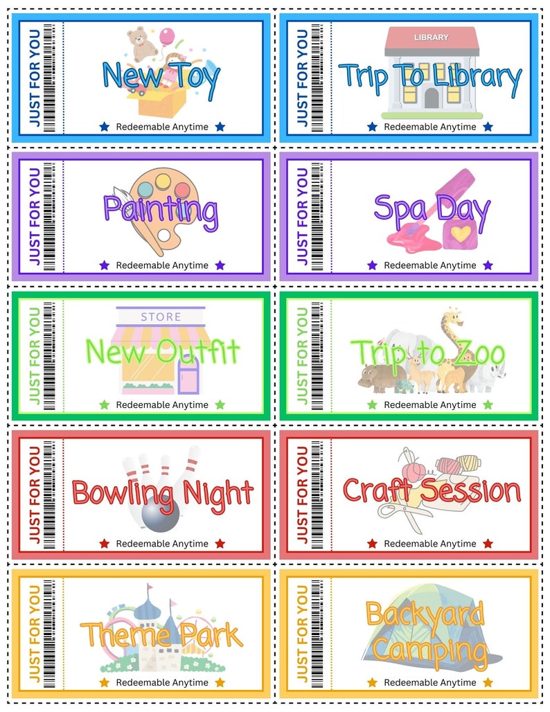 Kids Reward Coupons | Printable Reward Coupons | Coupons for Kids - Etsy
