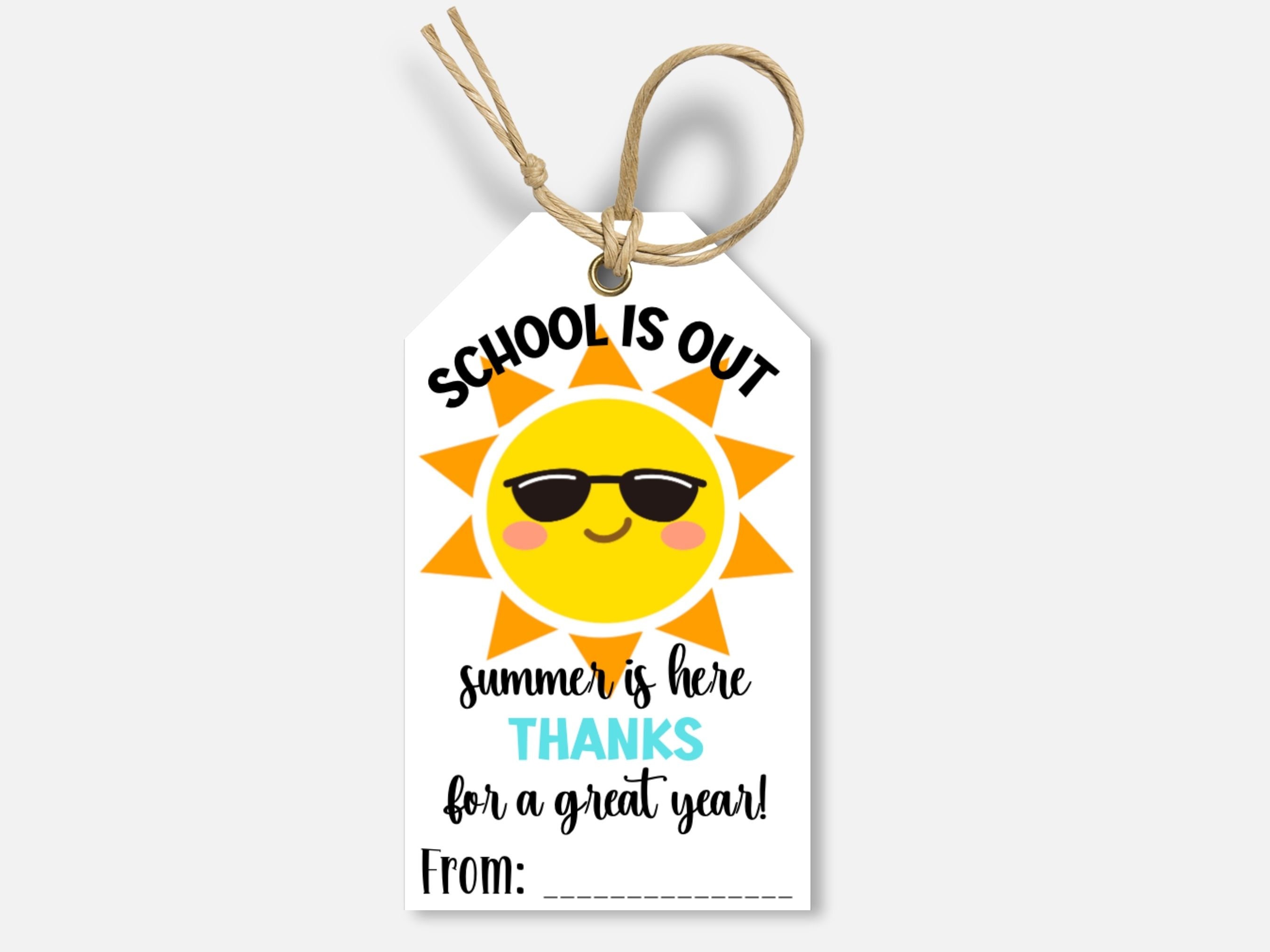 Printable Teacher Gift Tag, End of the School Year Tag, Thank You ...