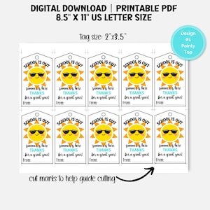 Printable Teacher Gift Tag, End of the School Year Tag, Thank You ...