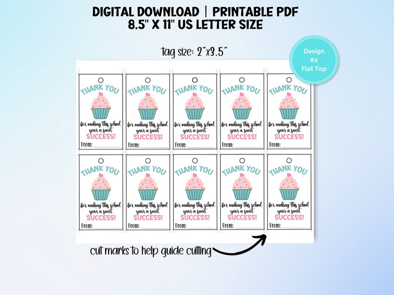 Printable Teacher Gift Tags, End of the Year Favor Tags, Teacher ...