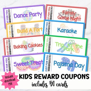 Kids Reward Coupons | Printable Reward Coupons | Coupons for Kids - Etsy