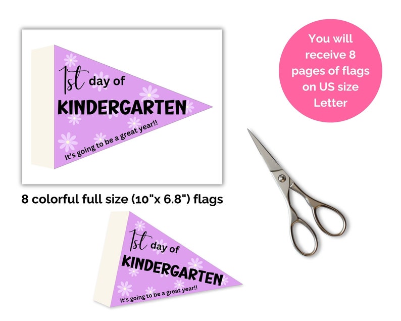 First Day of School Pennant Flag, Printable Back to School Flags ...