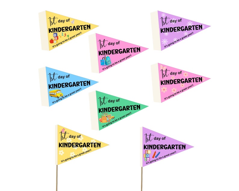 First Day of School Pennant Flag, Printable Back to School Flags ...