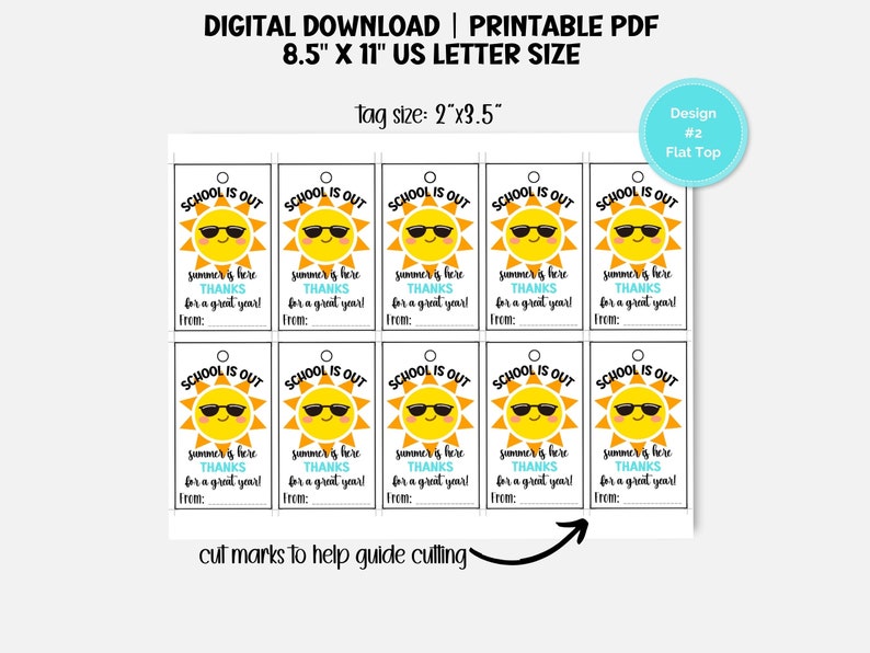 Printable Teacher Gift Tag, End of the School Year Tag, Thank You ...