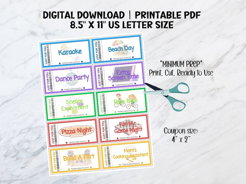 Kids Reward Coupons | Printable Reward Coupons | Coupons for Kids - Etsy