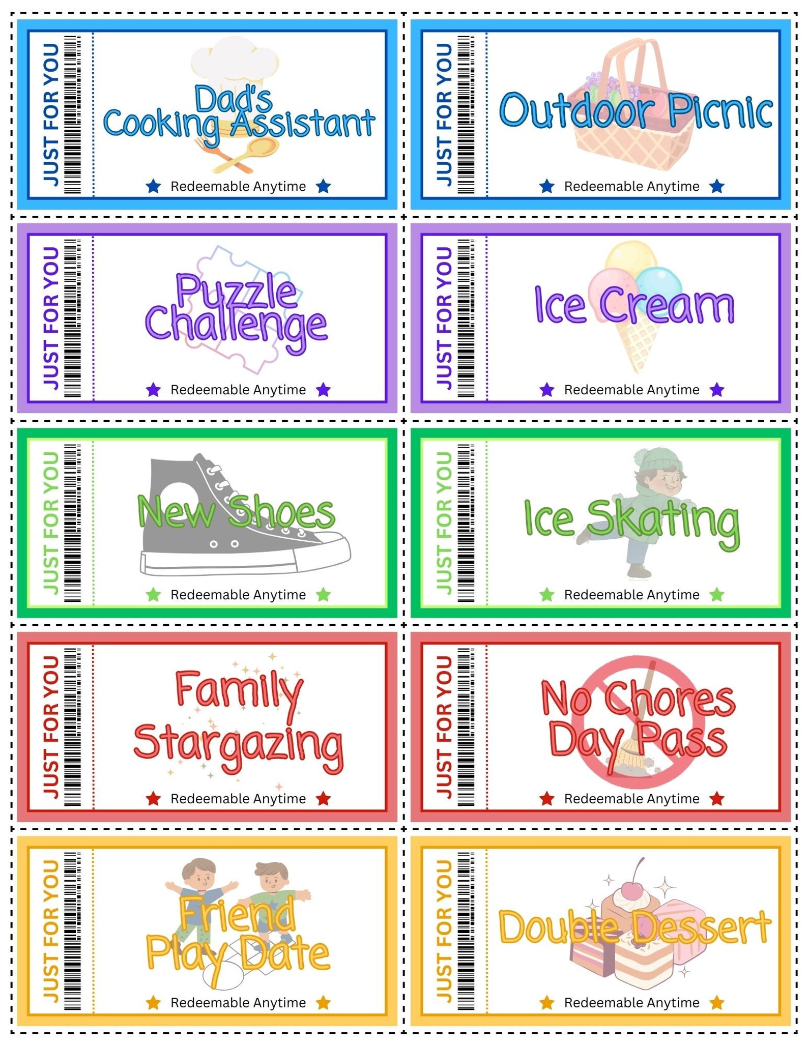 Kids Reward Coupons | Printable Reward Coupons | Coupons for Kids - Etsy