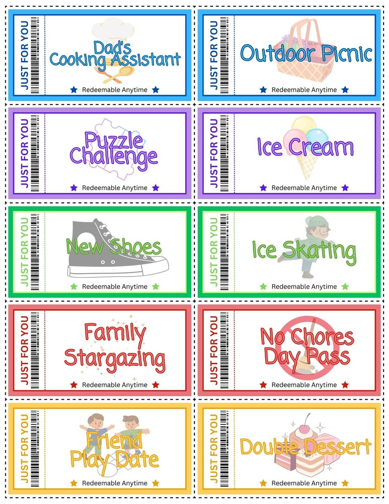 Kids Reward Coupons | Printable Reward Coupons | Coupons for Kids - Etsy