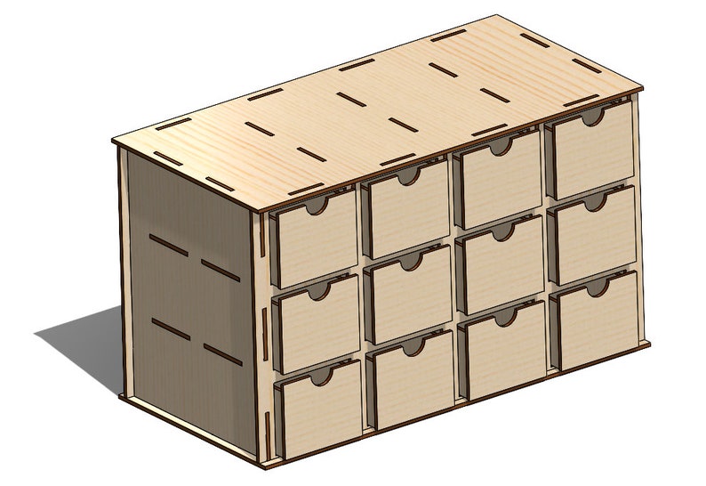 Box With 12 Drawers Laser Cut Files - Etsy